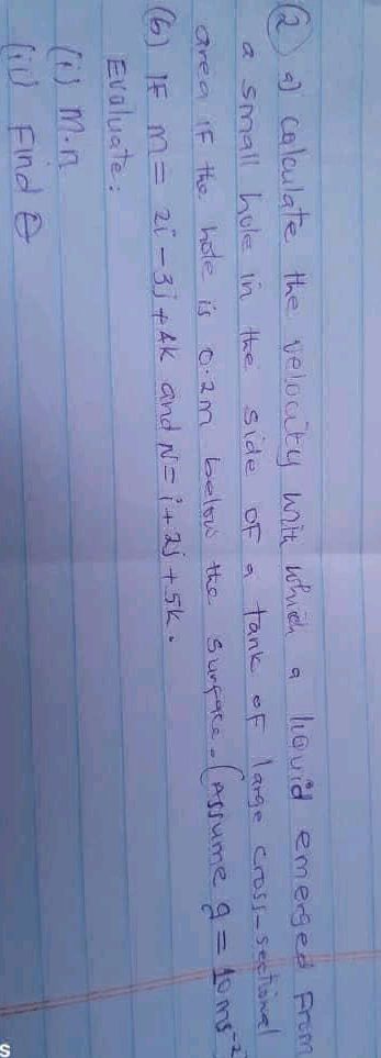 (2) a) Calculate the velocity with which a | StudyX