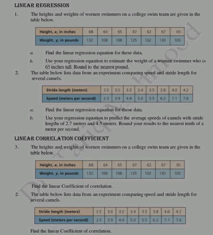 LINEAR REGRESSION 1. The heights and | StudyX