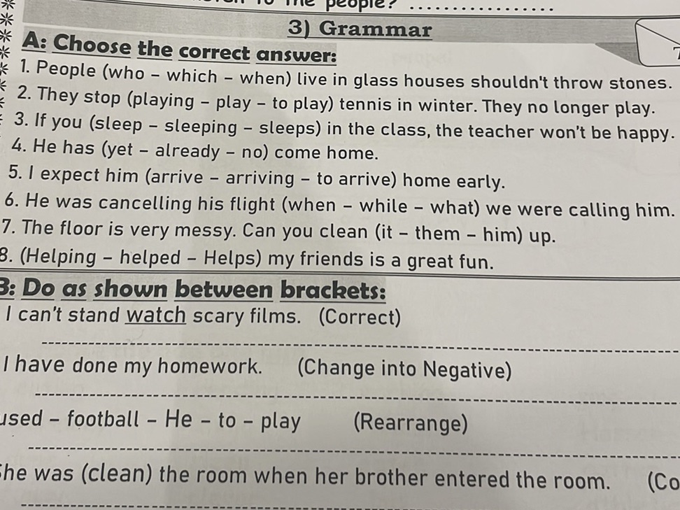 **A: Choose the correct answer:** 1. People | StudyX