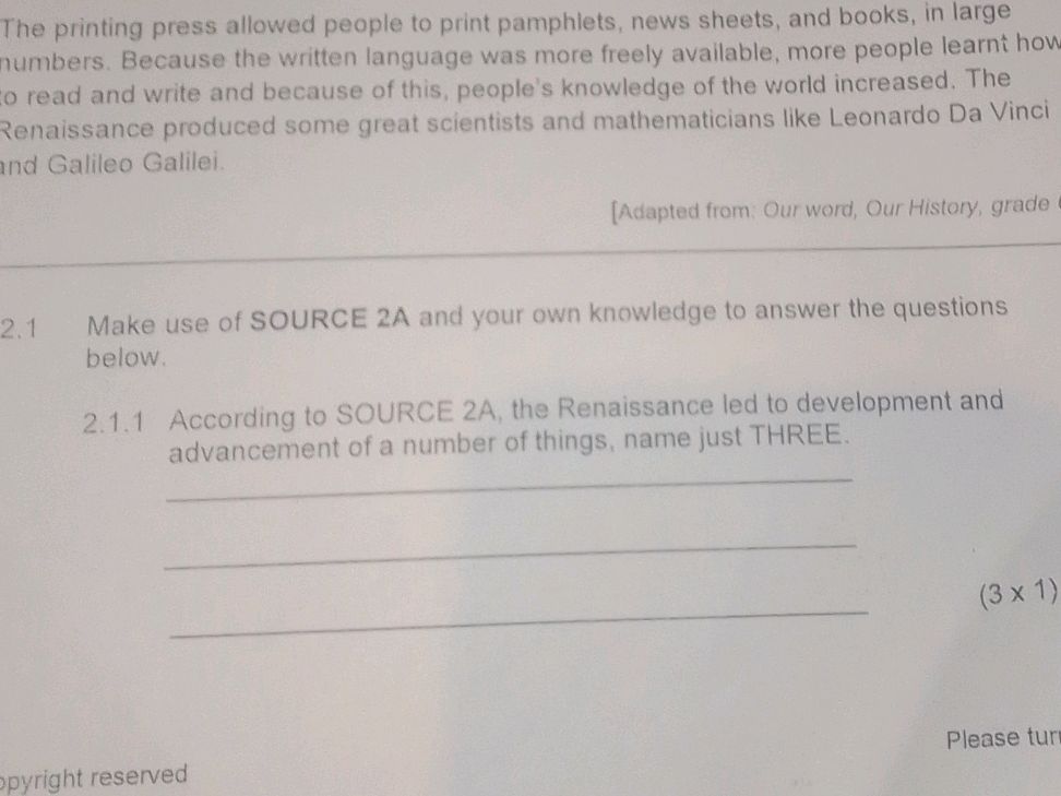 2.1 Make use of SOURCE 2A and your own | StudyX