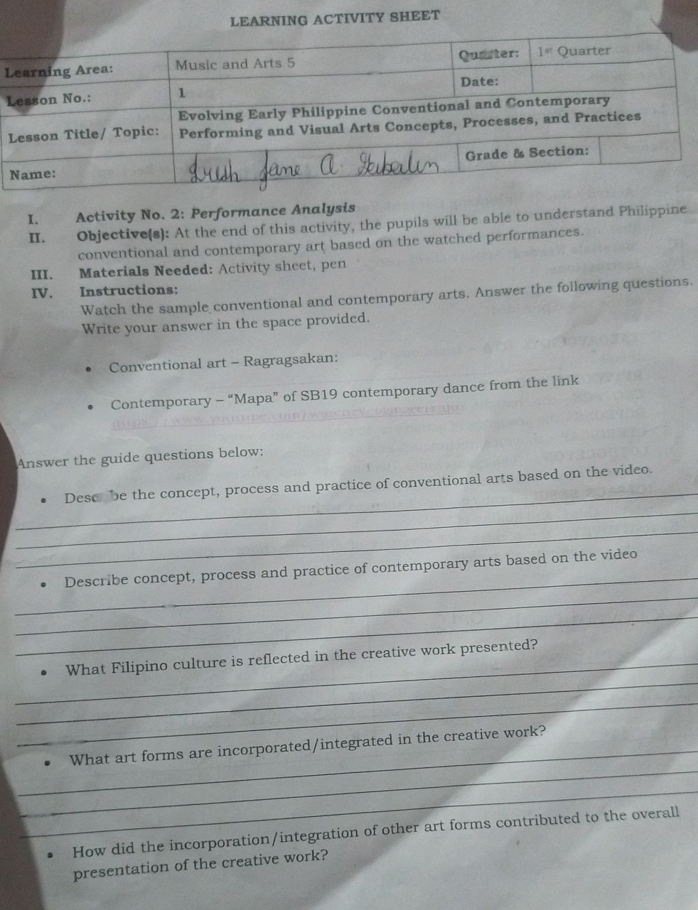 Activity No. 2: Performance Analysis | StudyX