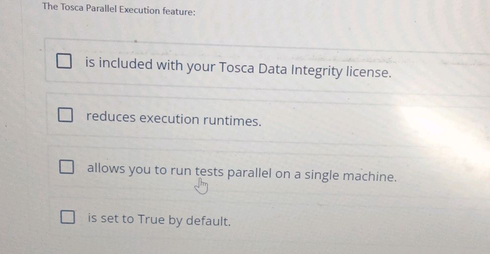 The Tosca Parallel Execution feature: is | StudyX