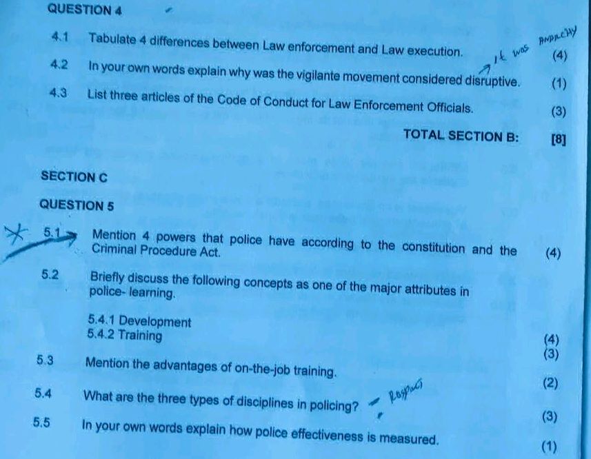 4.1 Tabulate 4 differences between Law | StudyX