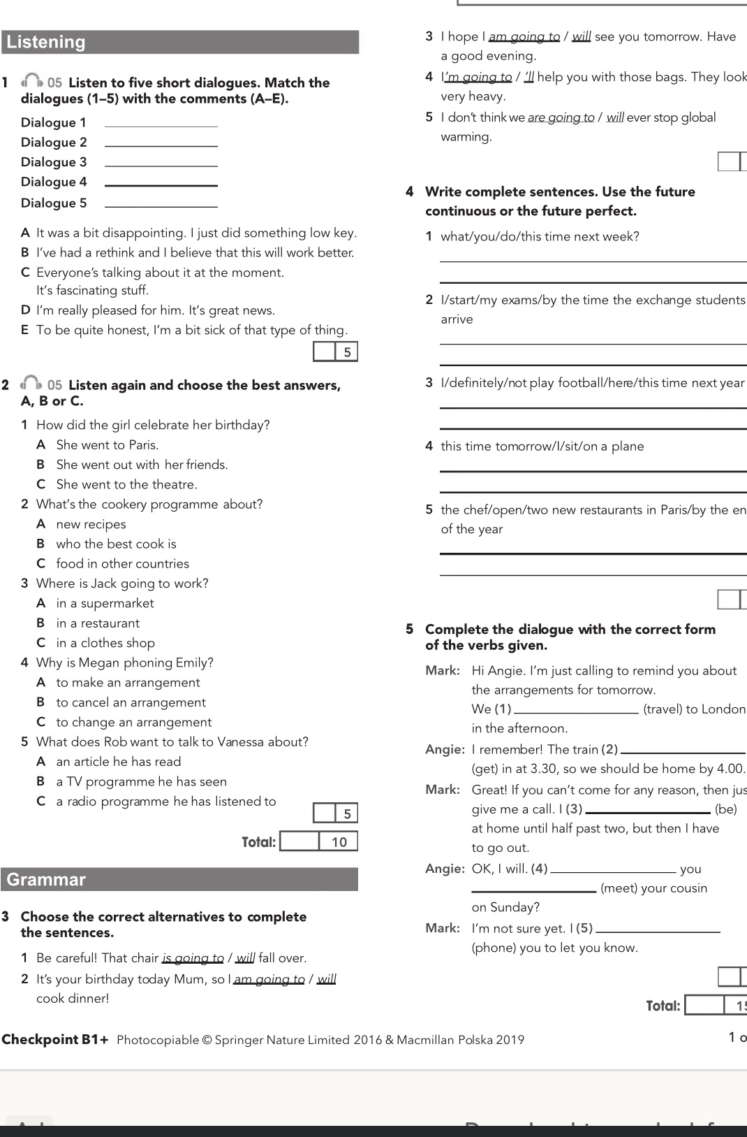 1 05 Listen to five short dialogues. Match | StudyX