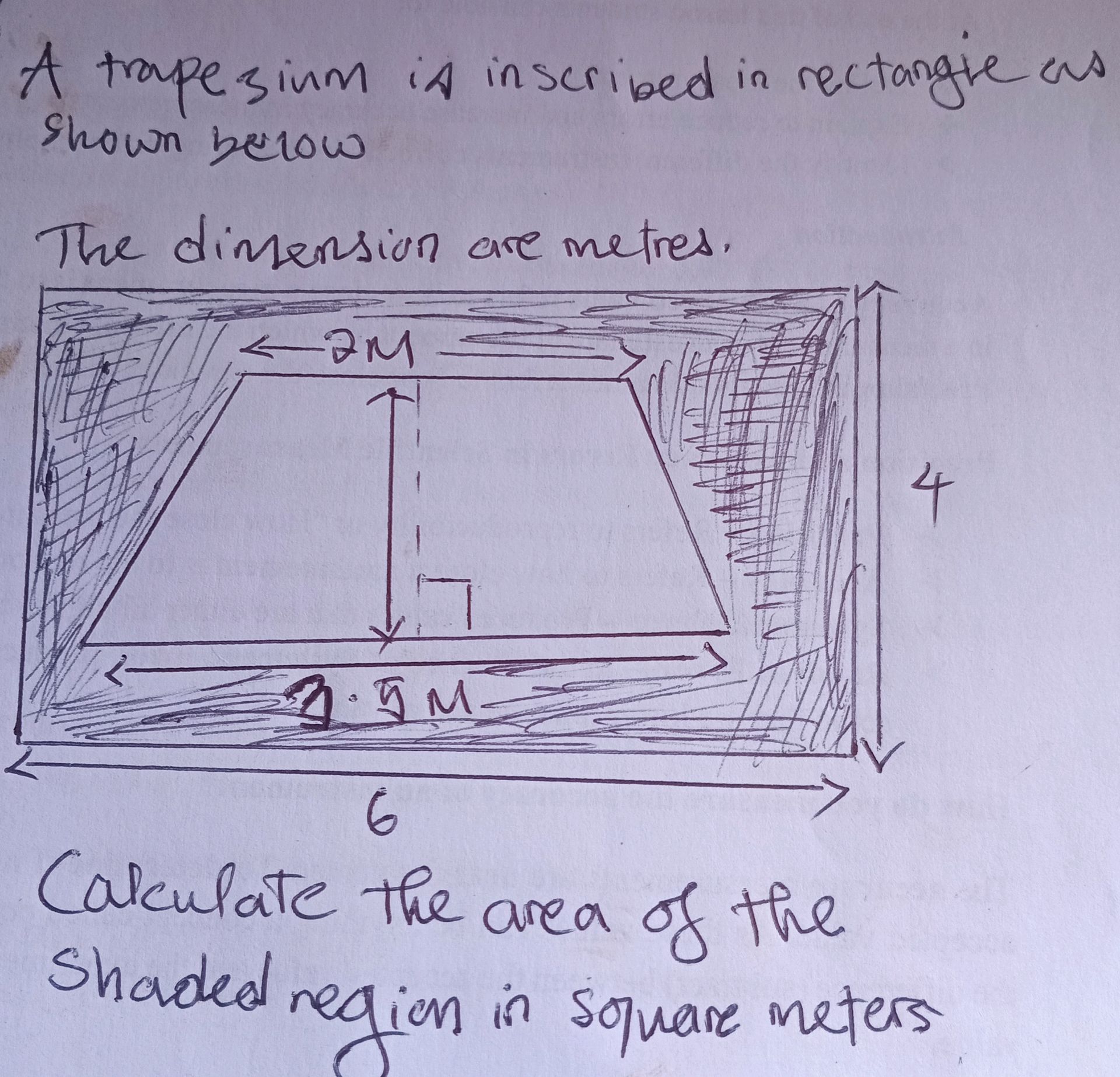 A trapezium is inscribed in rectangle as | StudyX