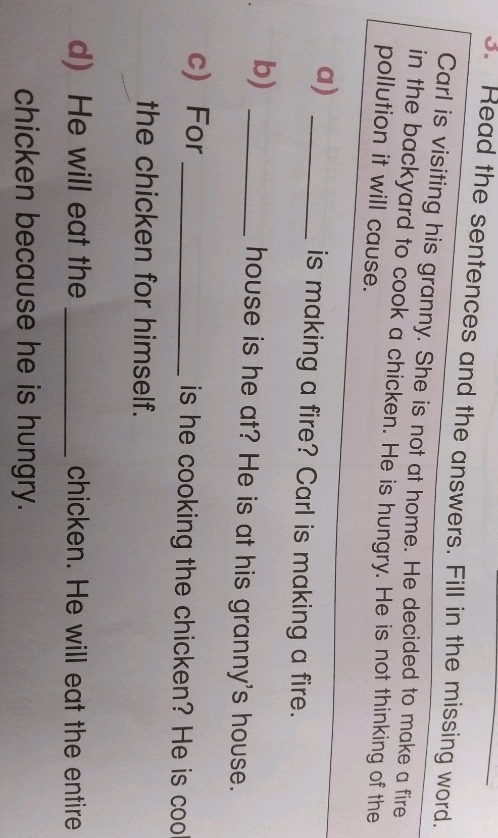 3. Read the sentences and the answers. Fill | StudyX