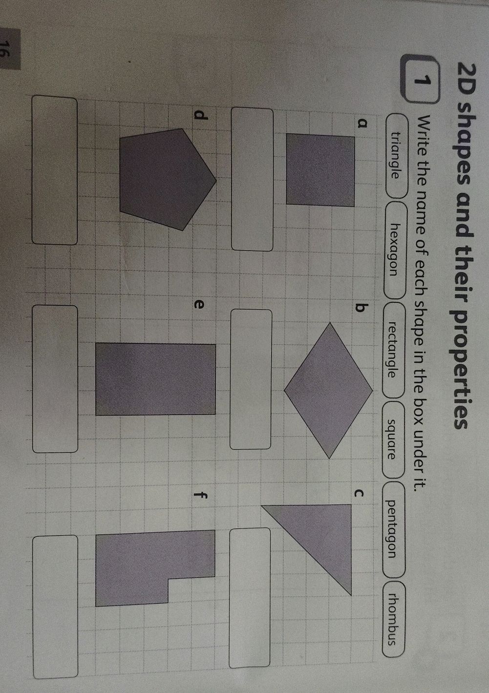 Write the name of each shape in the box | StudyX