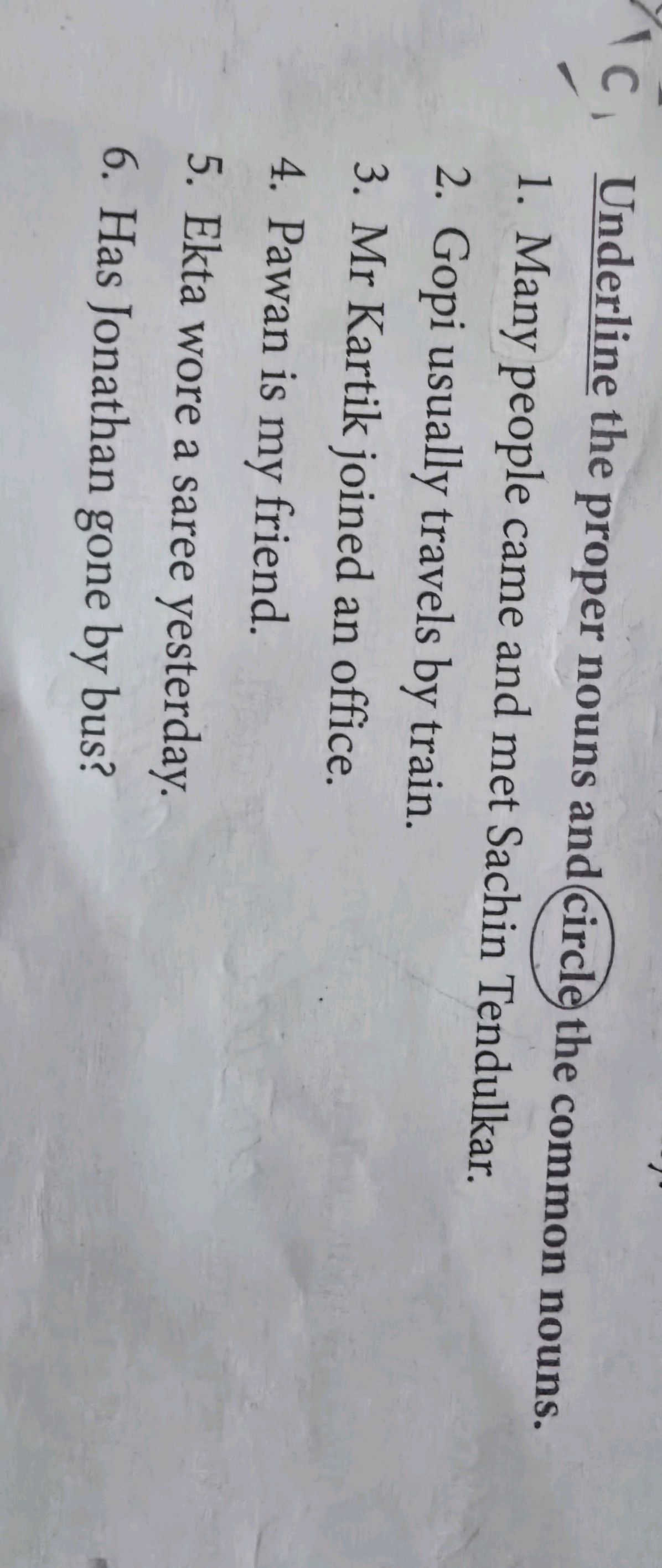 Underline the proper nouns and circle the | StudyX