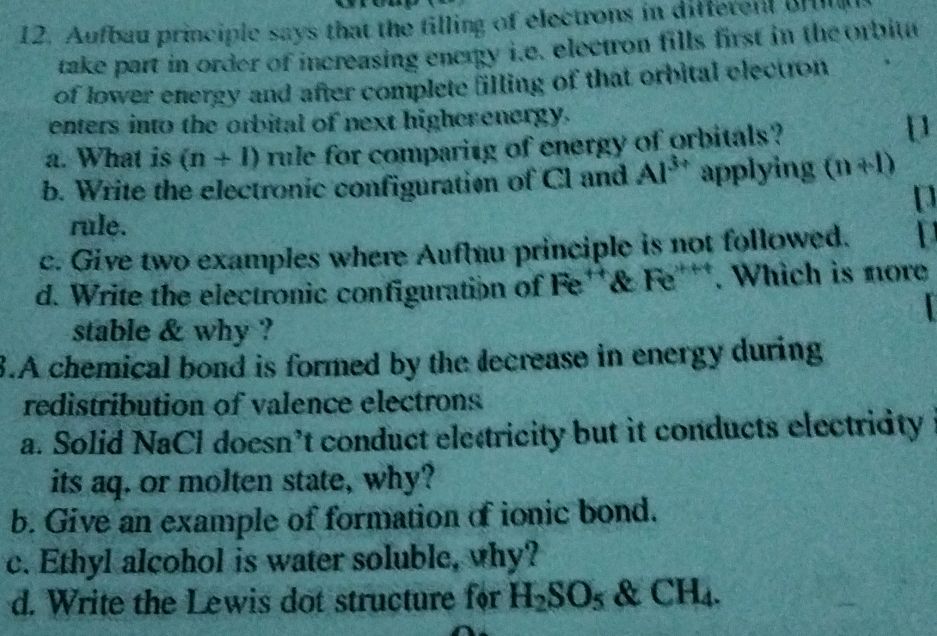12. Aufbau principle says that the filling | StudyX