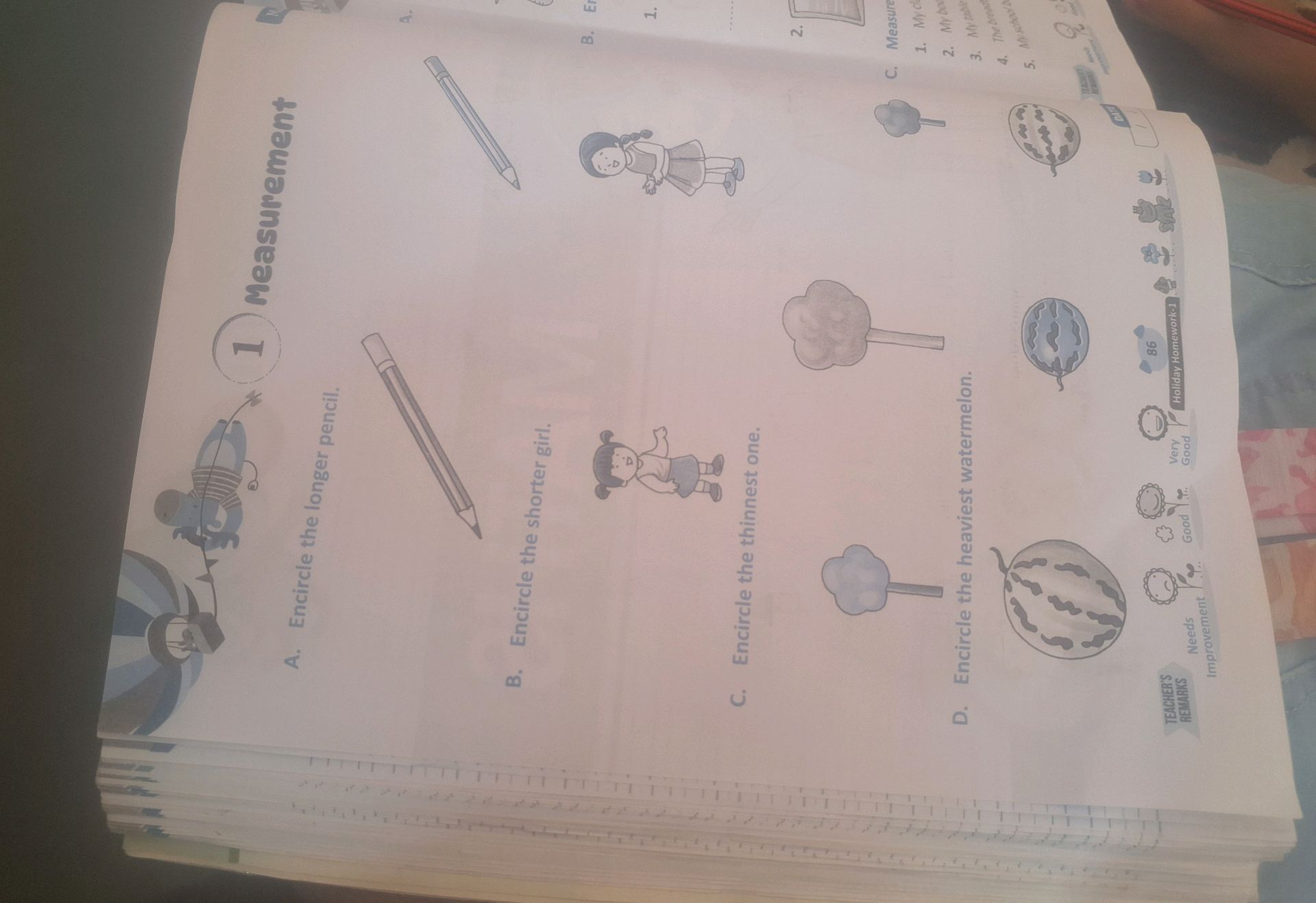 A. Encircle the longer pencil. B. Encircle | StudyX