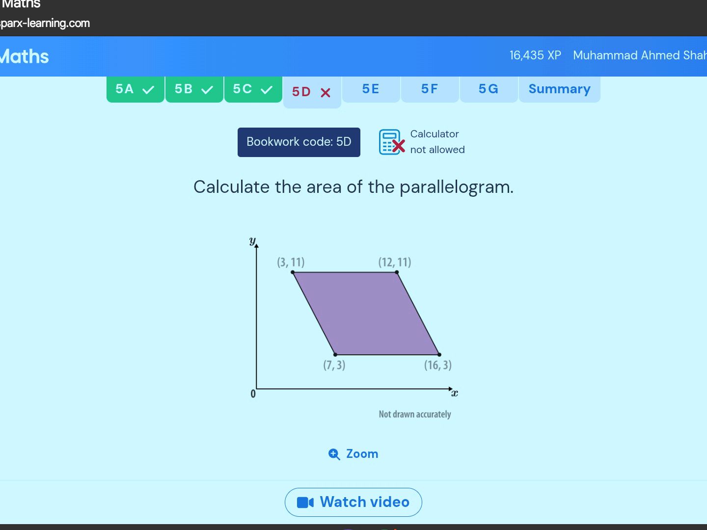 Calculate the area of the parallelogram. | StudyX
