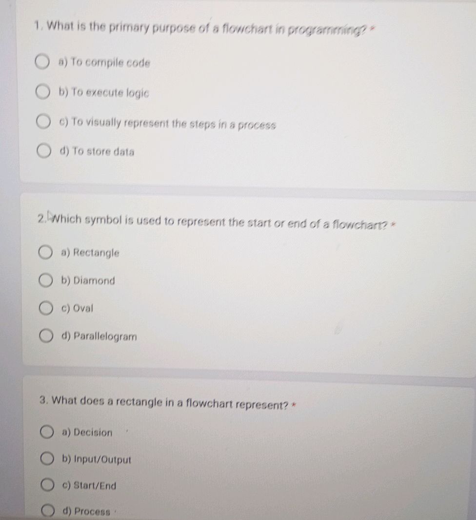 What is the primary purpose of a flowchart | StudyX