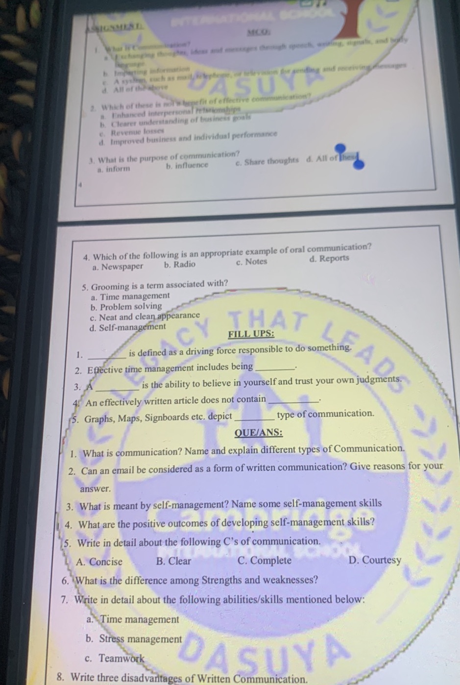 1. What is communication? Name and explain | StudyX