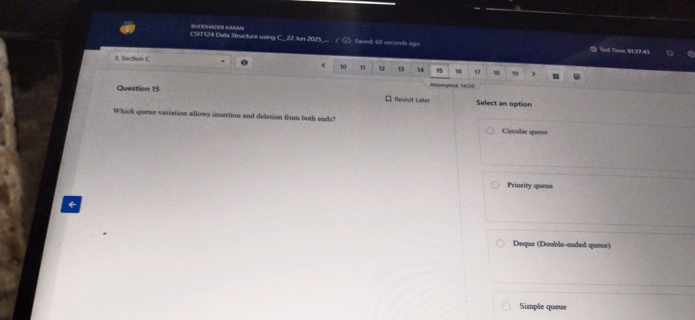 Which queue variation allows insertion and | StudyX