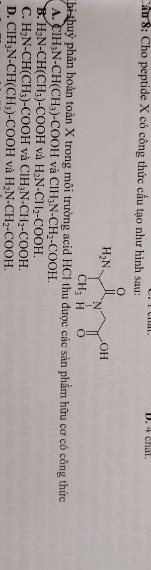 Câu 8: Cho peptide X có công thức cấu tạo | StudyX