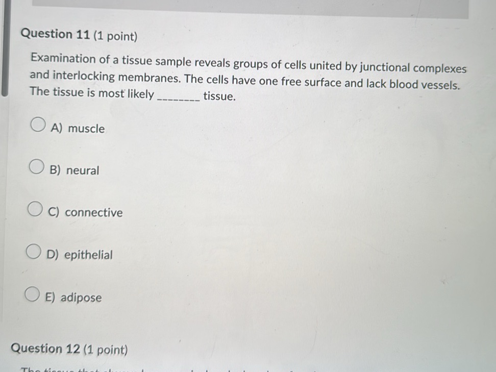 Question 11 (1 point) Examination of a | StudyX