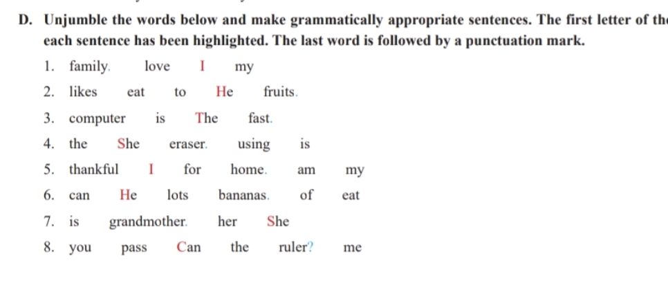 D. Unjumble the words below and make | StudyX