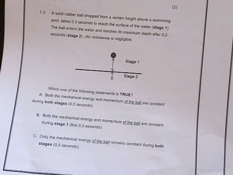 1.3 A solid rubber ball dropped from a | StudyX