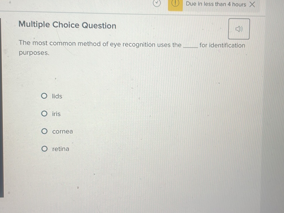 The most common method of eye recognition | StudyX
