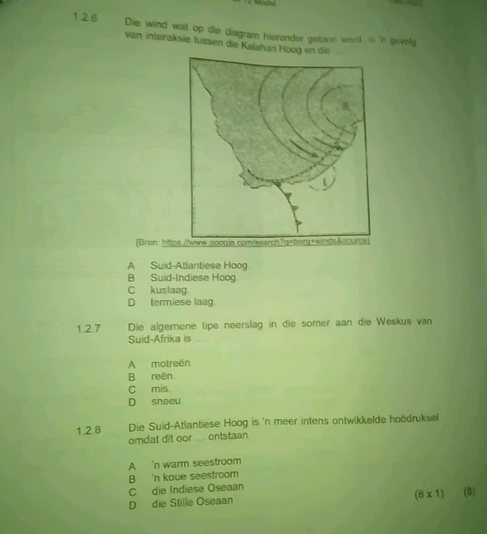 1. 2. 6 Die wind wat op die diagram | StudyX