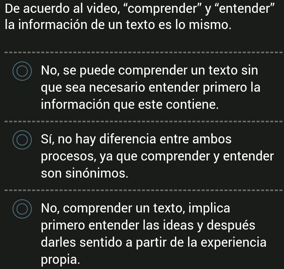 De acuerdo al video, “comprender” y | StudyX