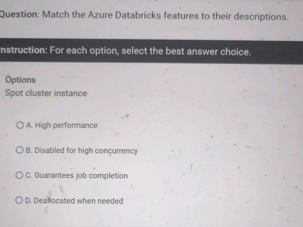 Question: Match the Azure Databricks | StudyX