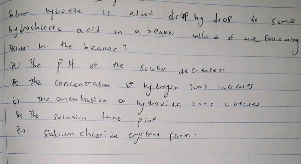 Sodium hydroxide is added drop by drop to | StudyX