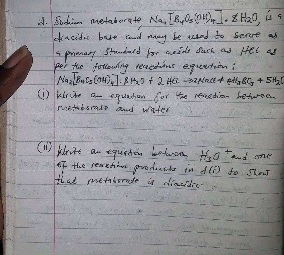 d. Sodium metaborate $Na_2[B_4O_5(OH)_4] | StudyX
