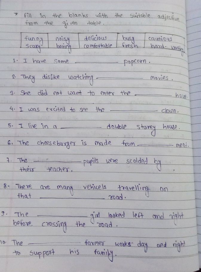 * Fill in the blanks with the suitable | StudyX