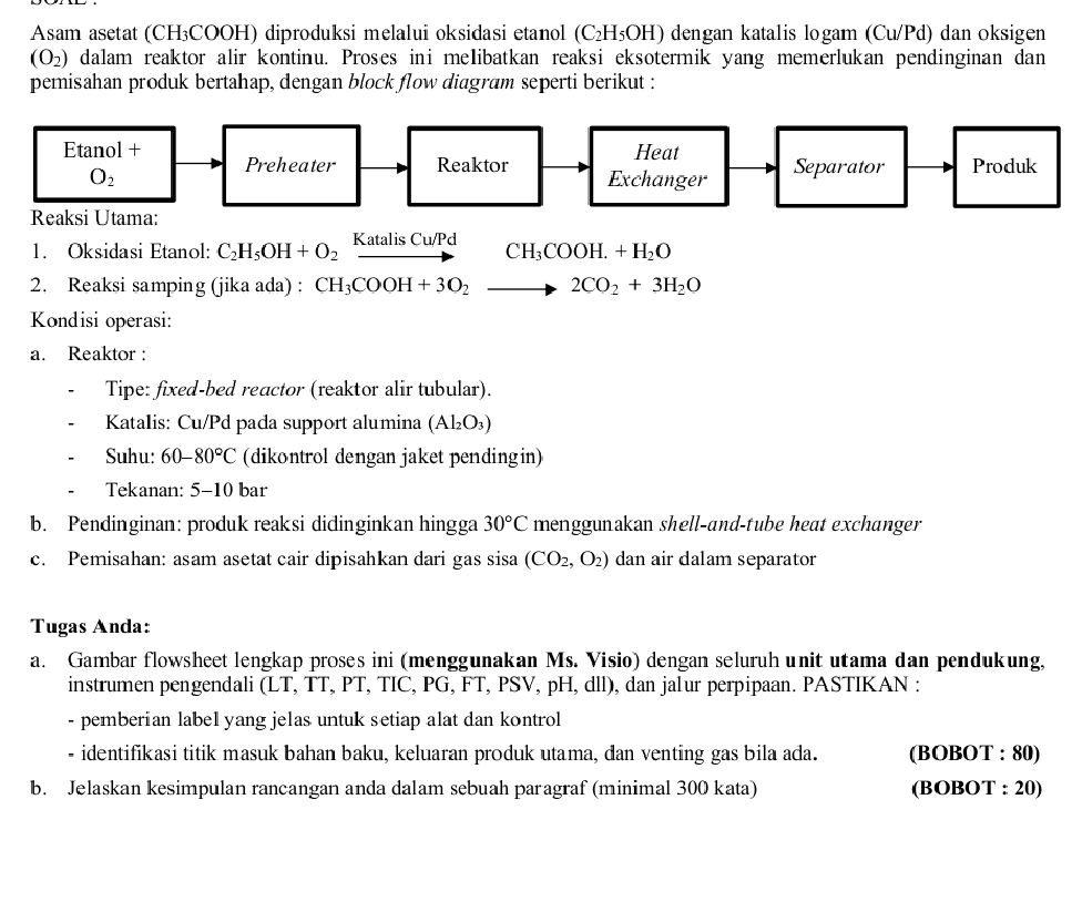 Asam asetat (CH3COOH) diproduksi melalui | StudyX