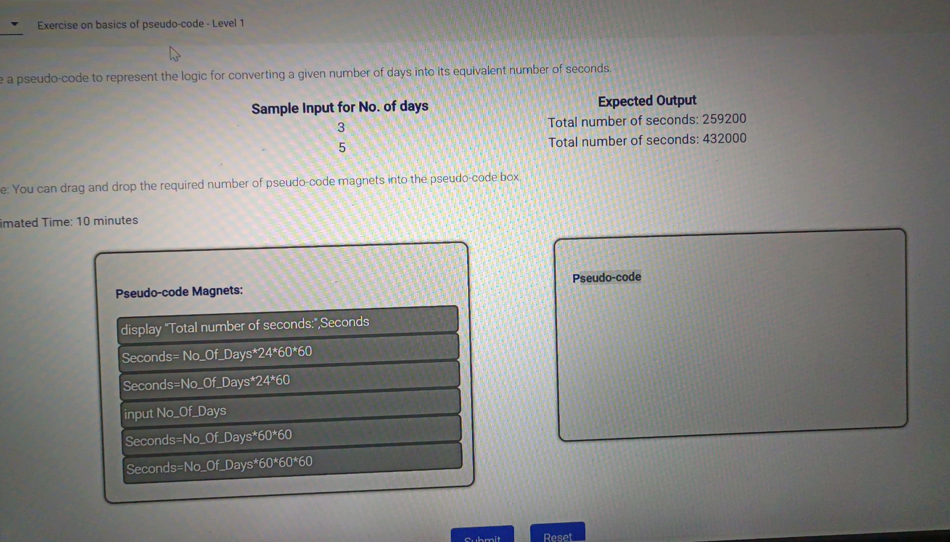 Exercise on basics of pseudo-code - Level 1 | StudyX