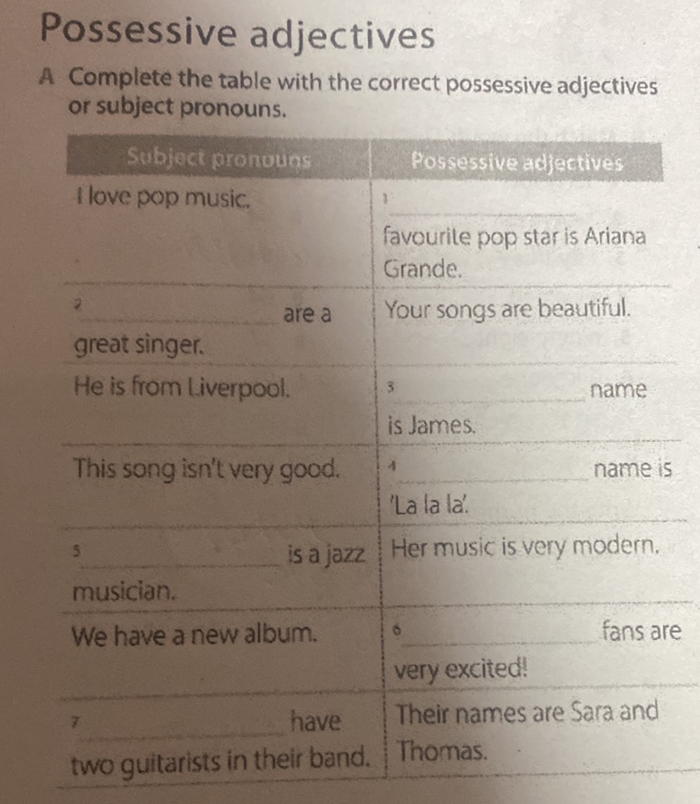 A Complete the table with the correct | StudyX