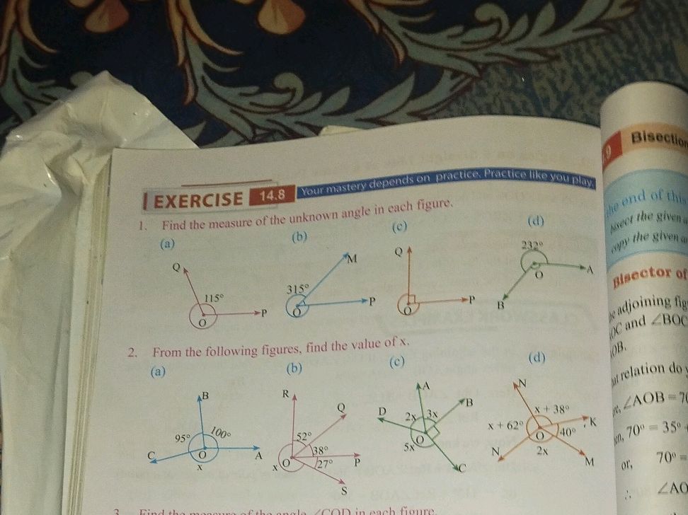 1. Find the measure of the unknown angle in | StudyX