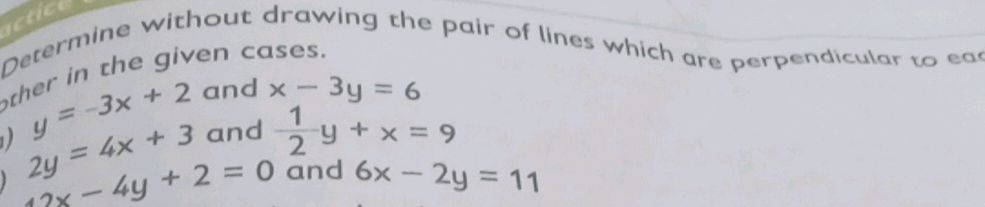Determine without drawing the pair of lines | StudyX