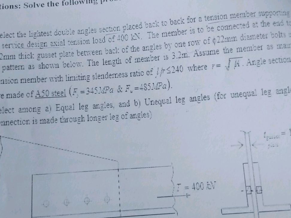 Select the lightest double angles section | StudyX