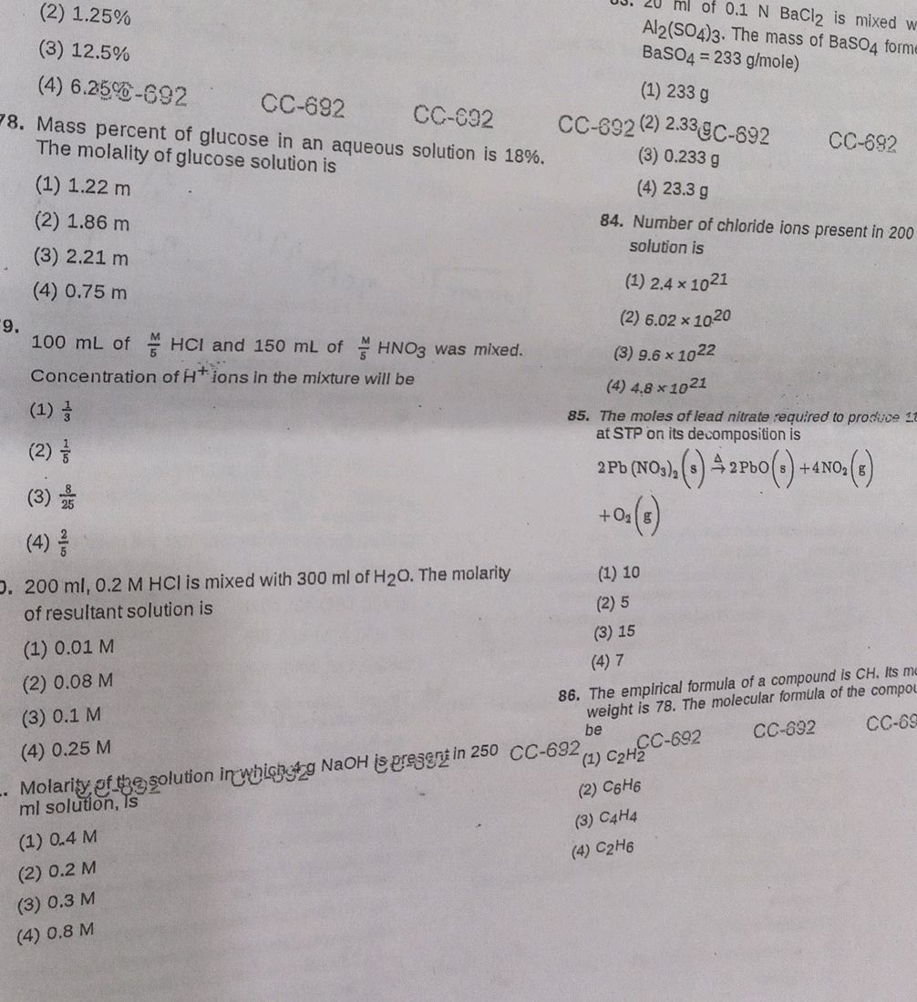 Mass percent of glucose in an aqueous