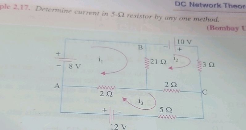 Determine current in 5-Ω resistor by any one | StudyX