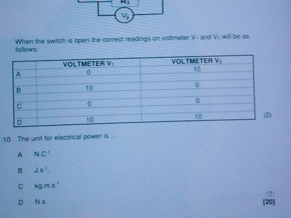 When the switch is open the correct readings | StudyX