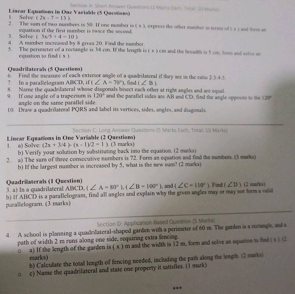 Section A: Short Answer Questions (2 Marks | StudyX