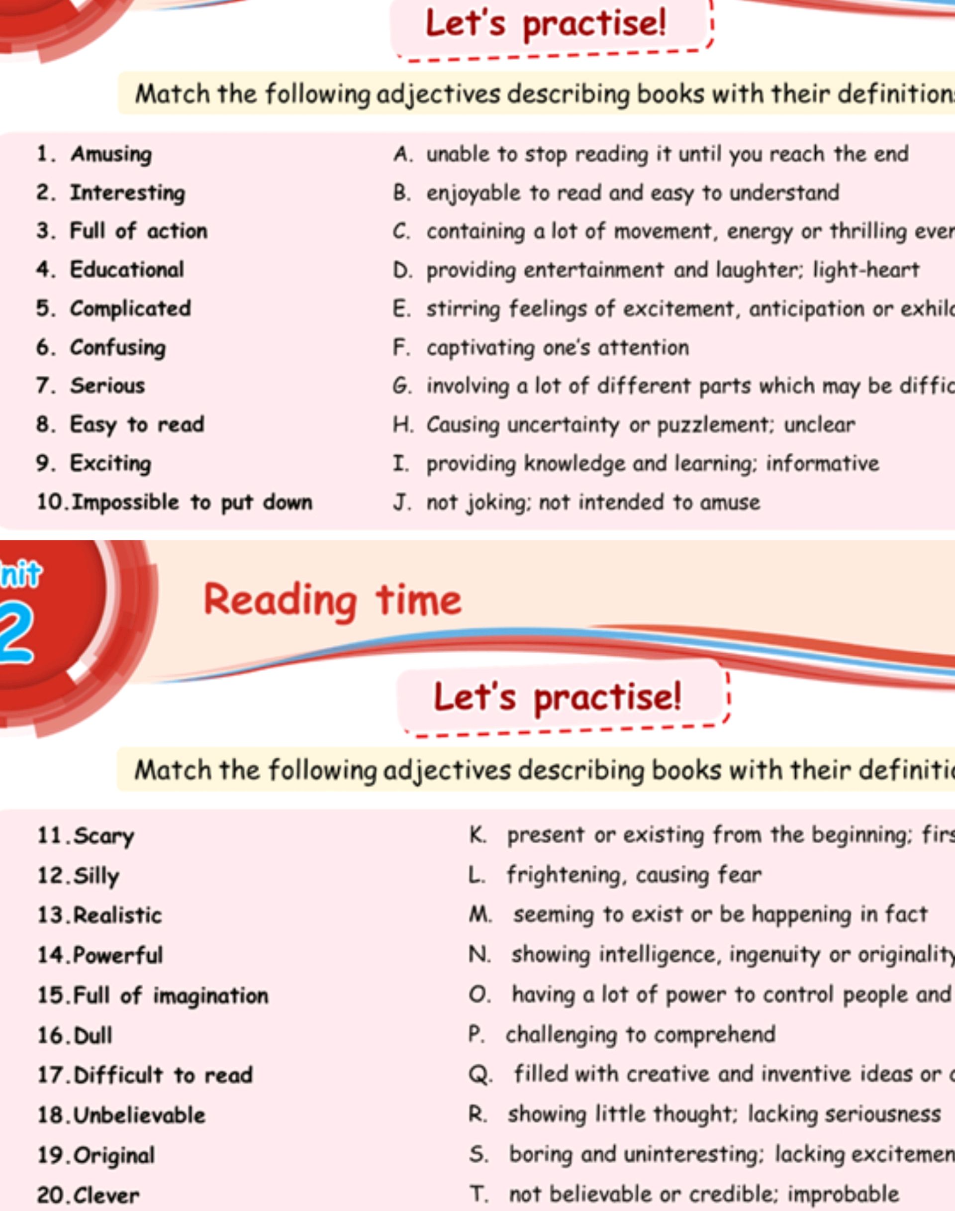Match the following adjectives describing | StudyX