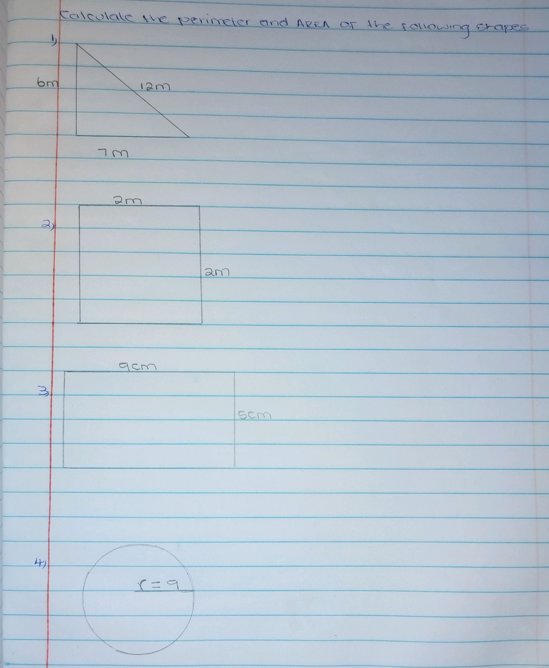 Calculate the perimeter and AREA of the | StudyX
