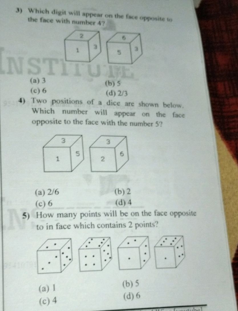 3) Which digit will appear on the face | StudyX
