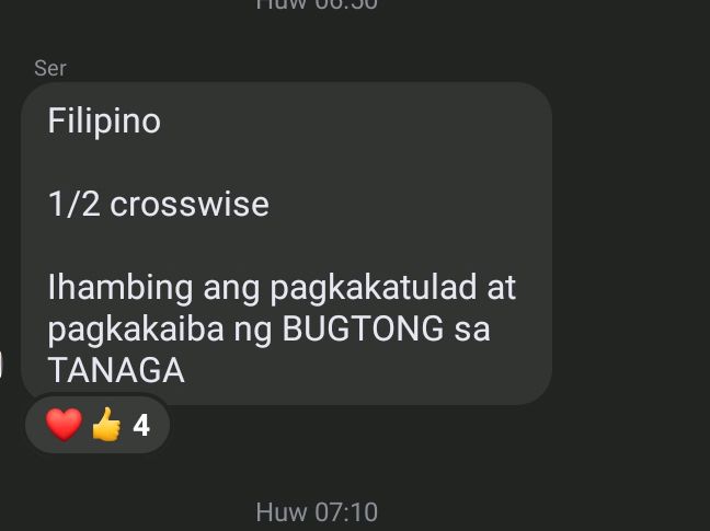 Filipino 1/2 crosswise Ihambing ang | StudyX