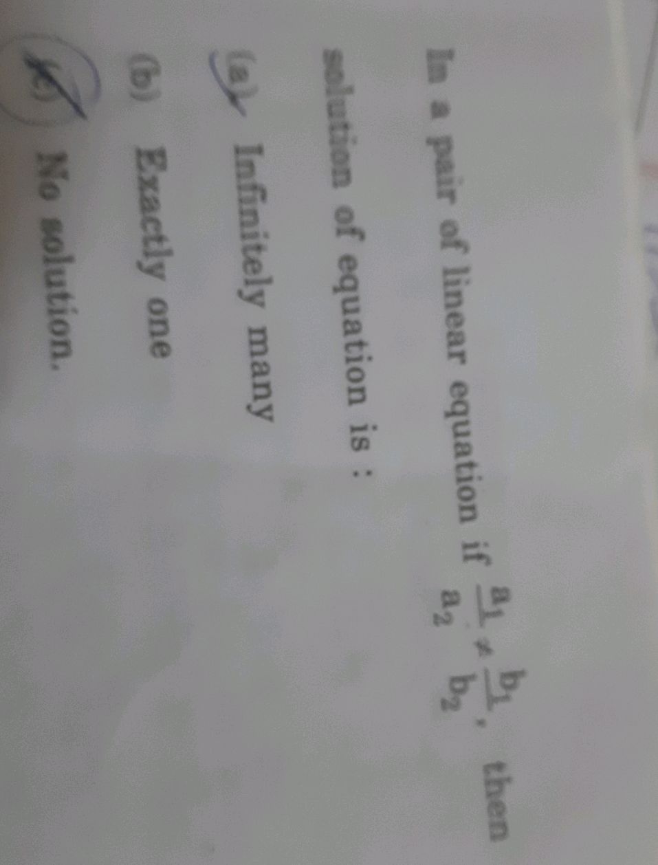 In a pair of linear equation if \( | StudyX