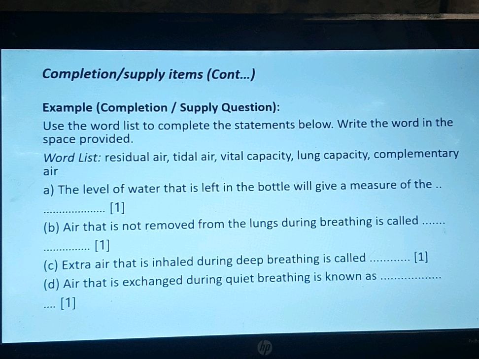 Use the word list to complete the statements | StudyX