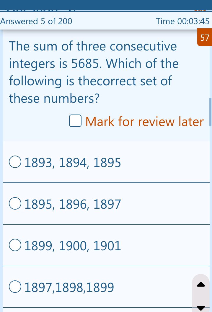 The sum of three consecutive integers is | StudyX