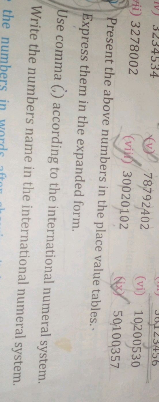 Present the above numbers in the place value | StudyX