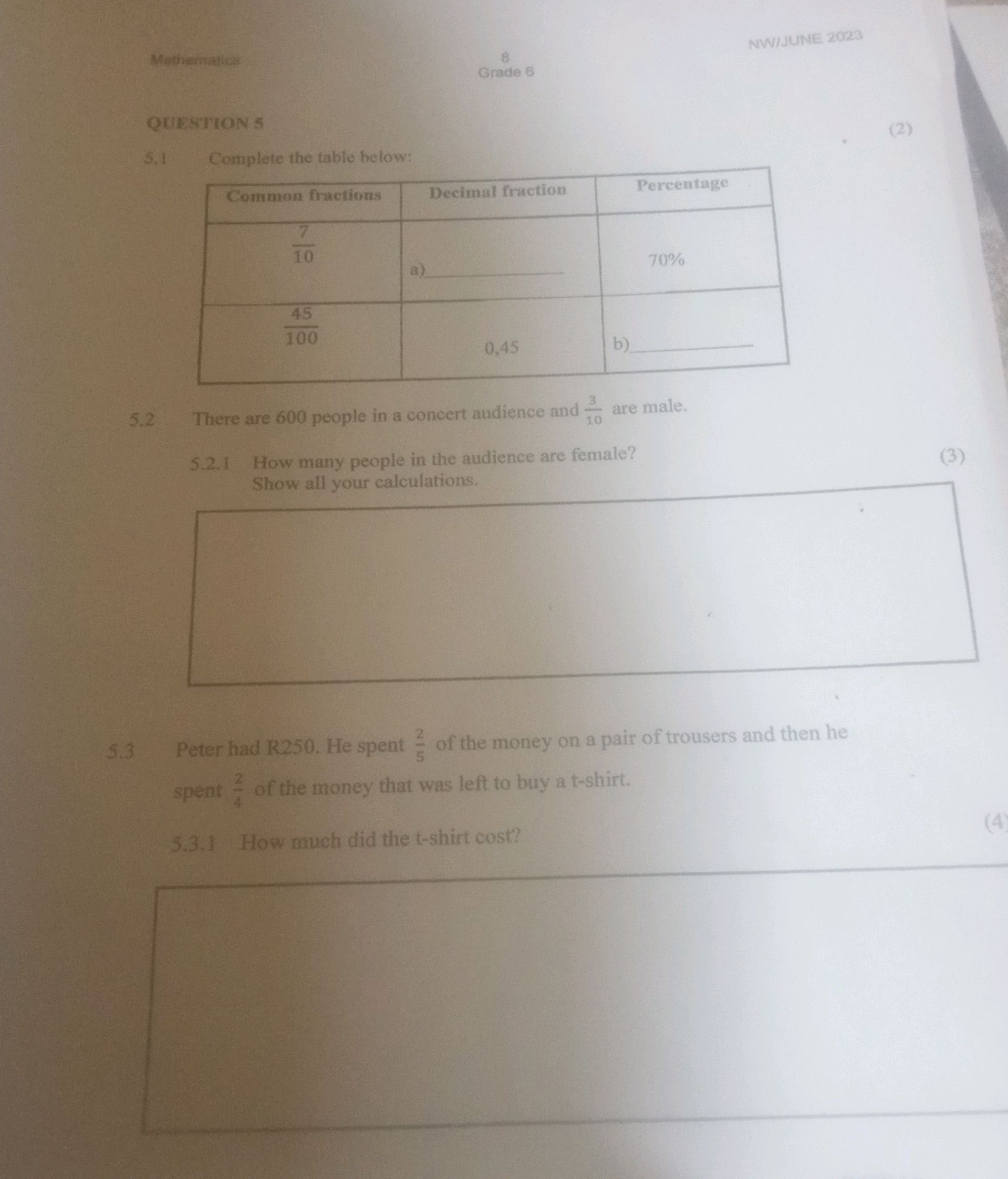 5.1 Complete the table below: | Common | StudyX