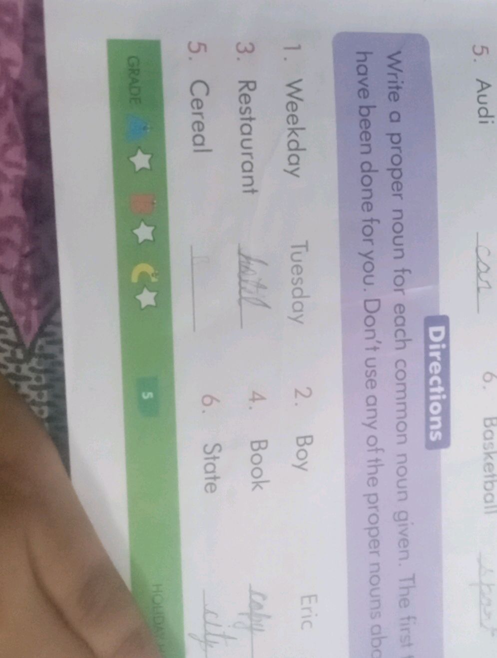 Directions Write a proper noun for each | StudyX