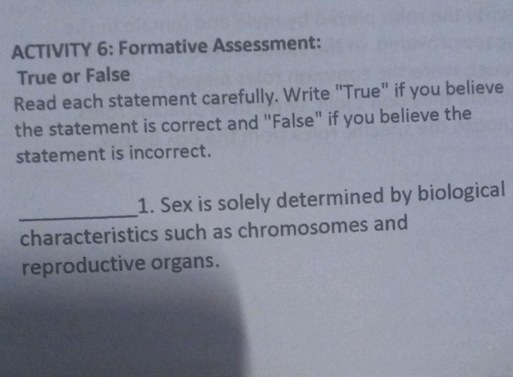 ACTIVITY 6: Formative Assessment: True or | StudyX
